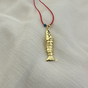 Minimal Silver Fish Necklace, Movable Fish Luck Pendant, Red String ...