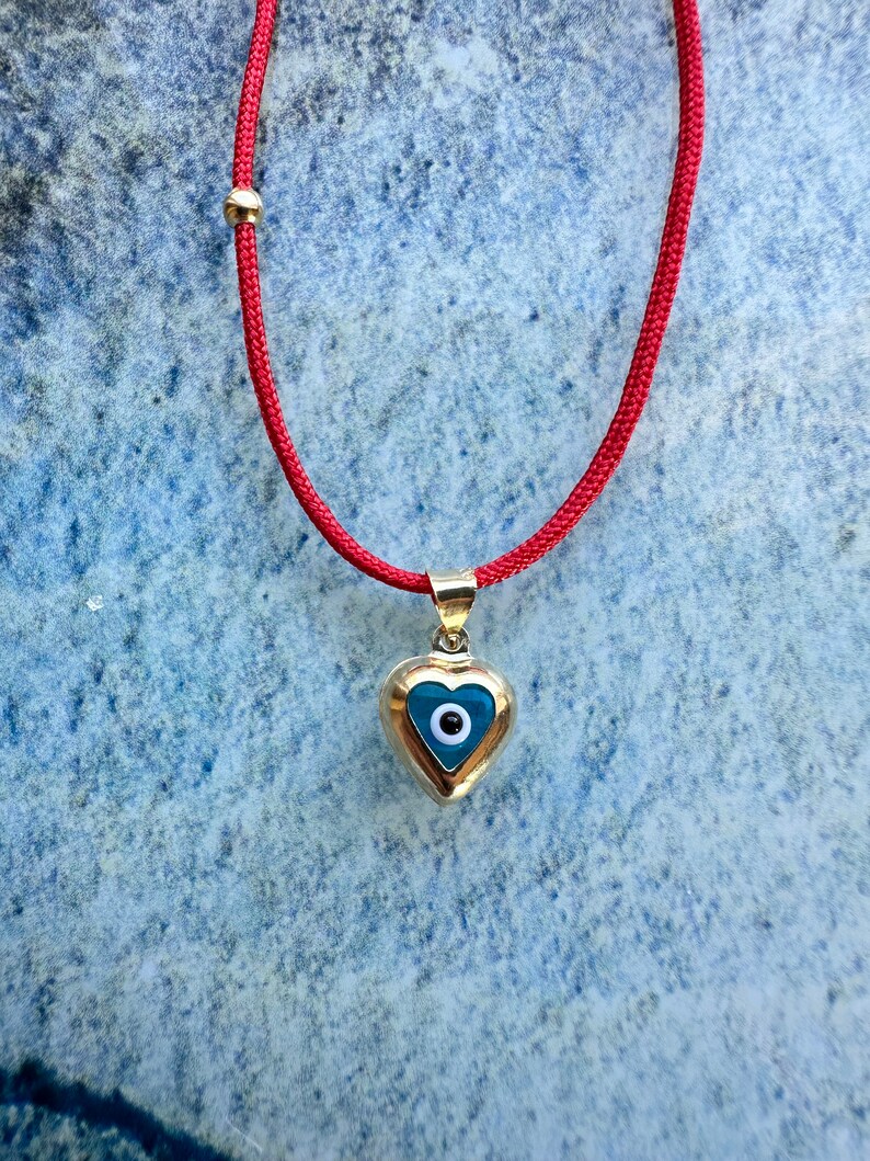 Red String Talisman Pendant, Minimal Evil Eye Necklace, Red Amulet ...