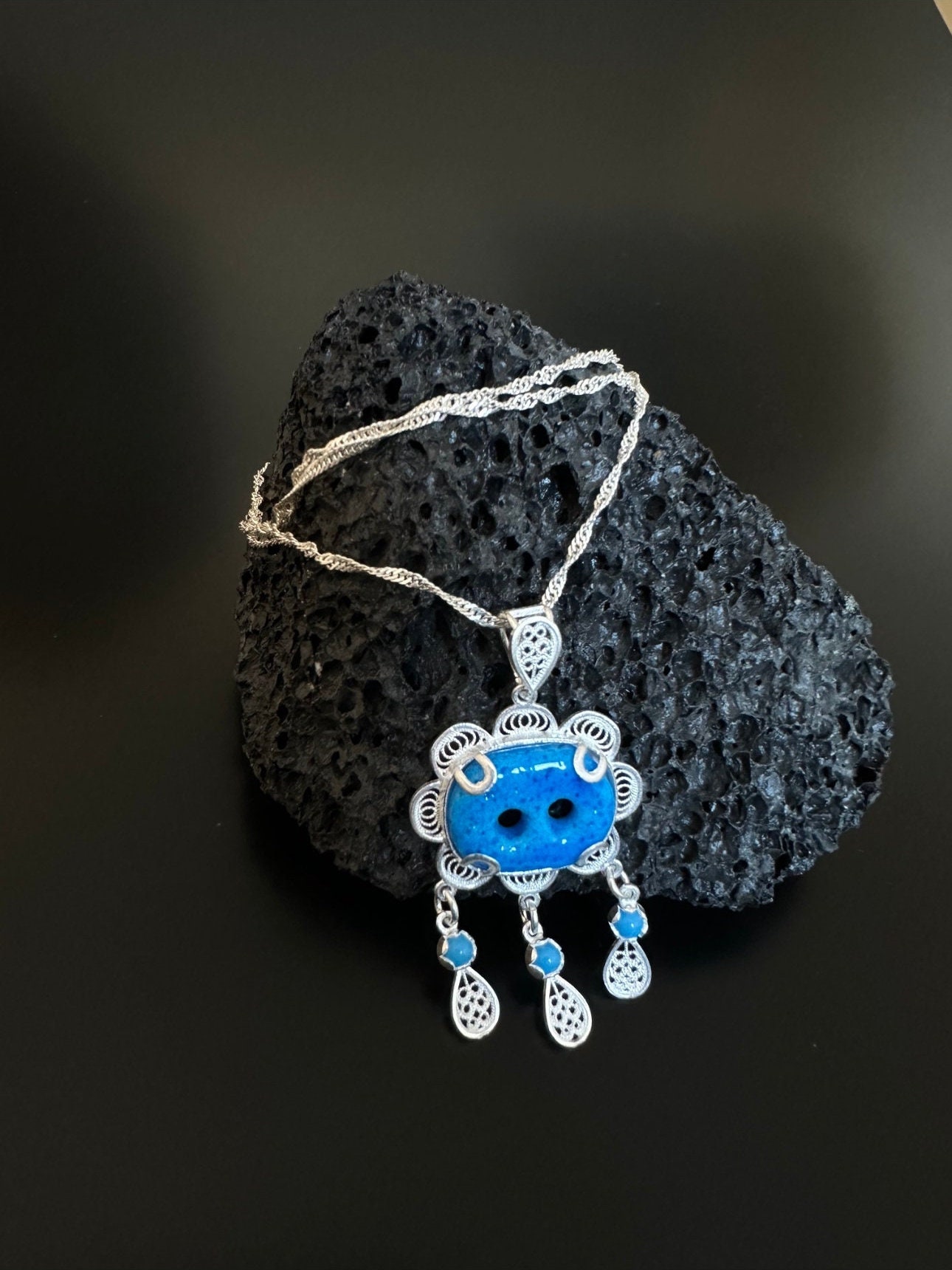 Assyrian Evil Eye Talisman Necklace, Anatolian Silver Necklace ...