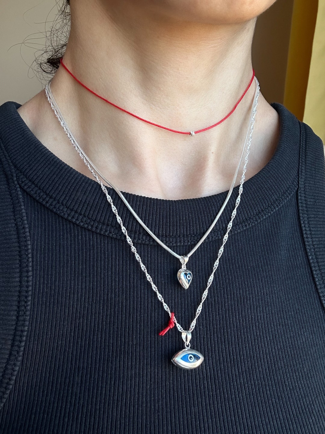 Evil Eye Talisman Pendant, Minimal Amulet Necklace, 925k Silver ...