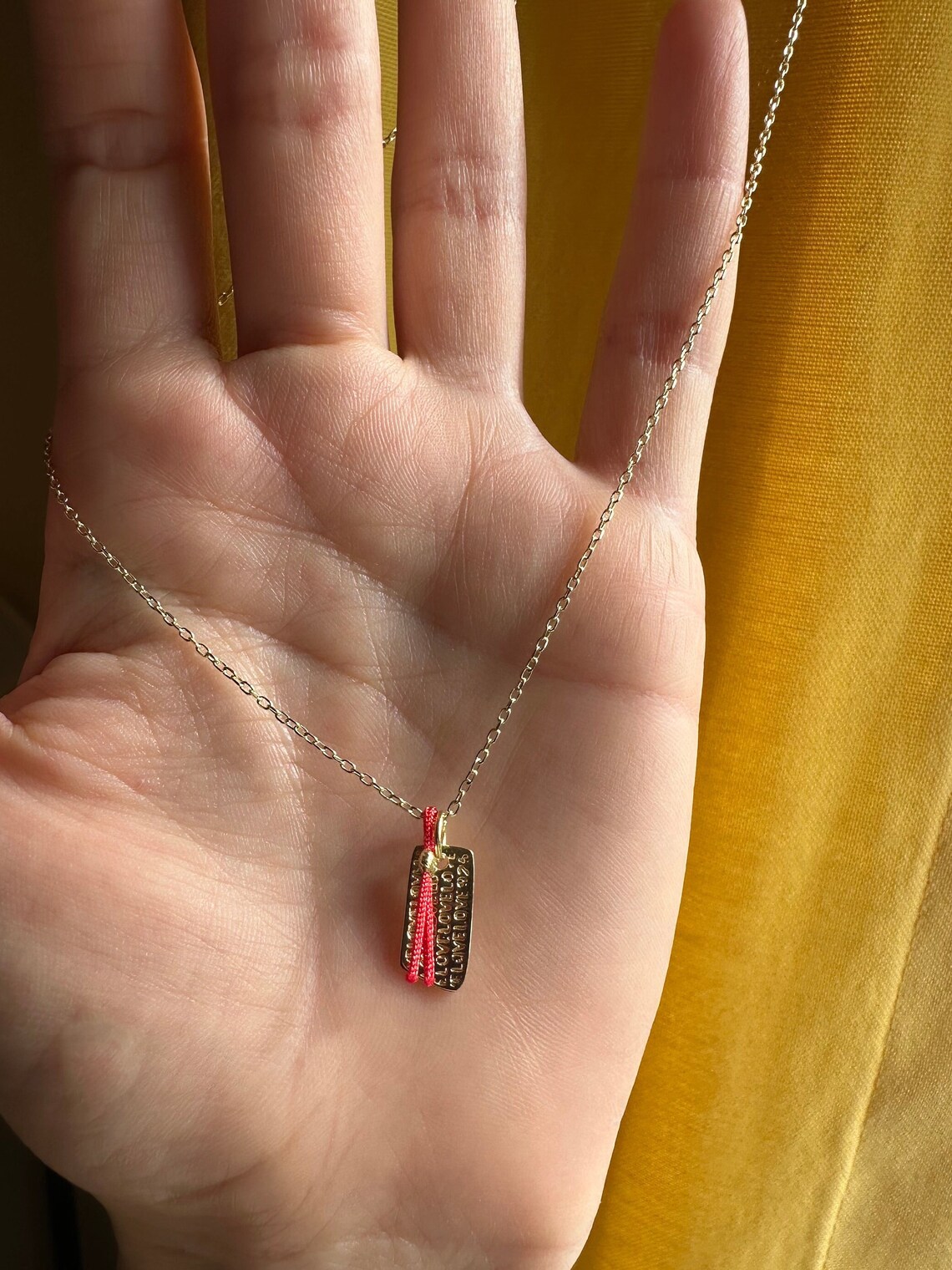 Minimal Plate Necklace, Red Amulet Love Pendant, Lucky Hope Love Plate ...