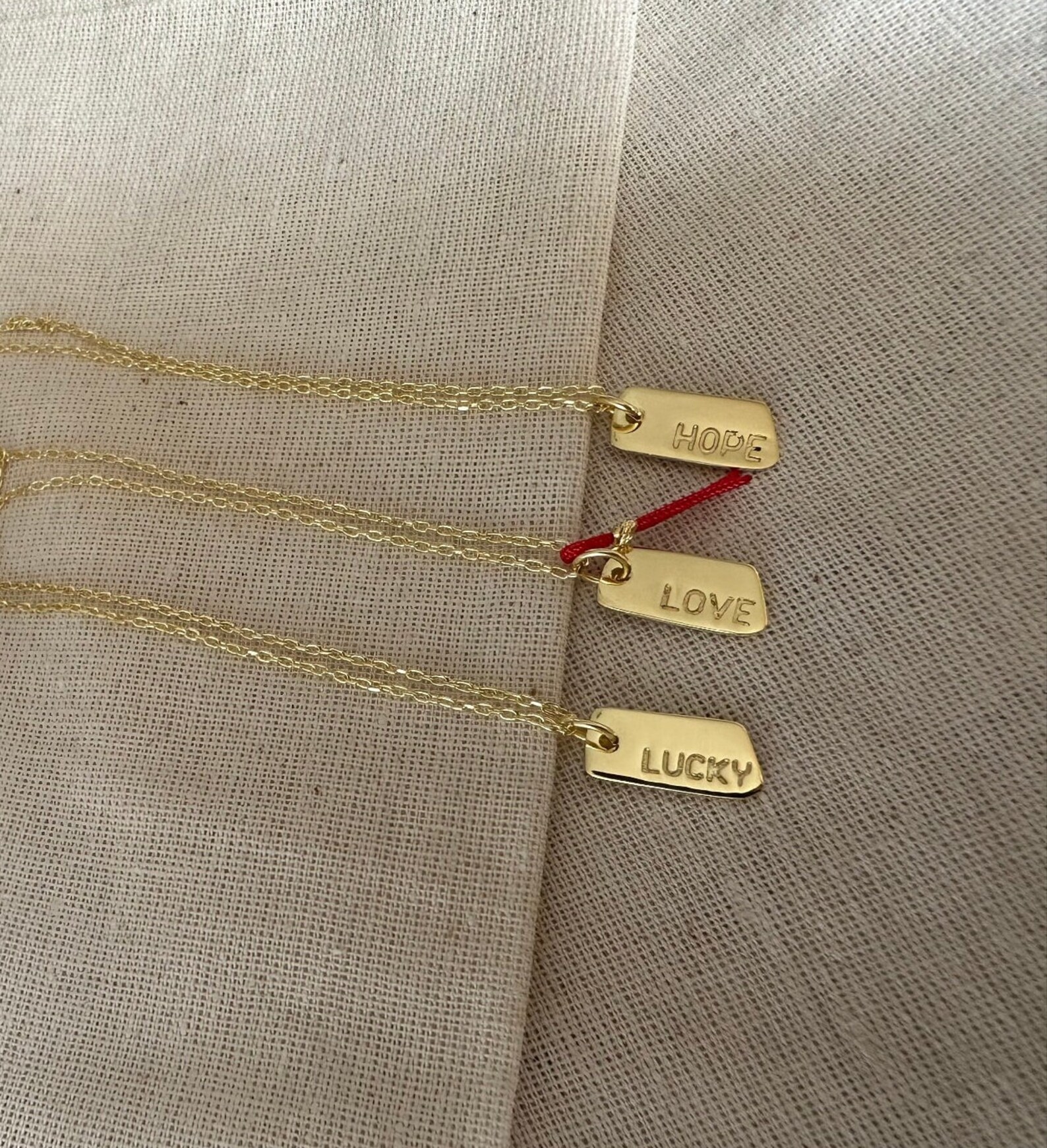Minimal Plate Necklace, Red Amulet Love Pendant, Lucky Hope Love Plate ...