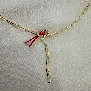 Minimal Chain Necklace, Red Amulet Link Necklace, 925k Silver Luck ...