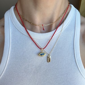 Red String Talisman Pendant, Minimal Evil Eye Necklace, Red Amulet ...