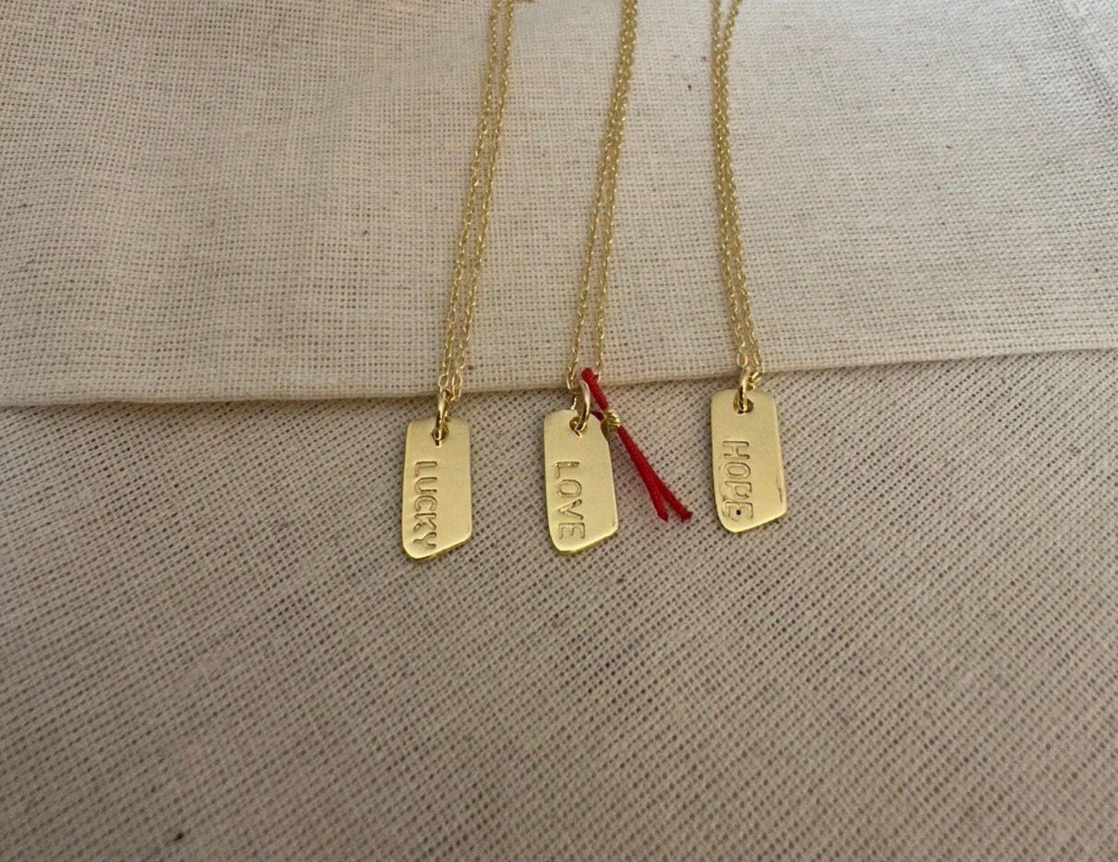Minimal Plate Necklace, Red Amulet Love Pendant, Lucky Hope Love Plate ...