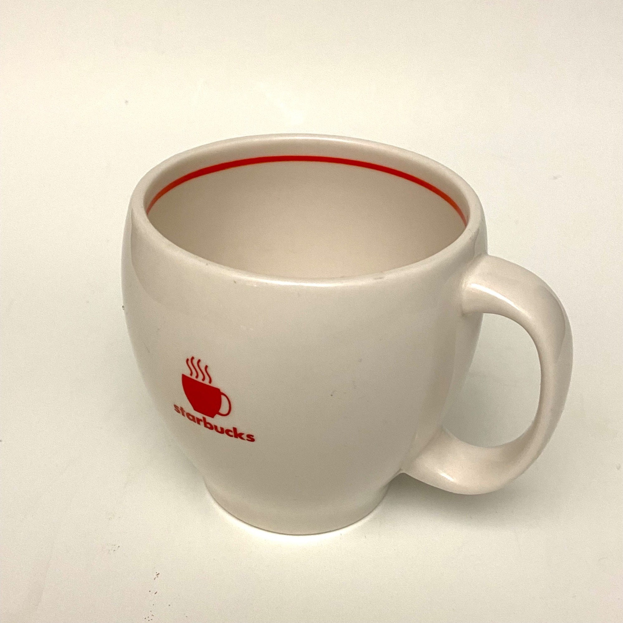 Vintage Starbucks White Ceramic Red Logo Mug - Etsy