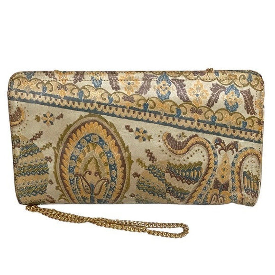 Vintage Morris Moskowitz Clutch Shoulder Bag Printed Leather Paisley ...