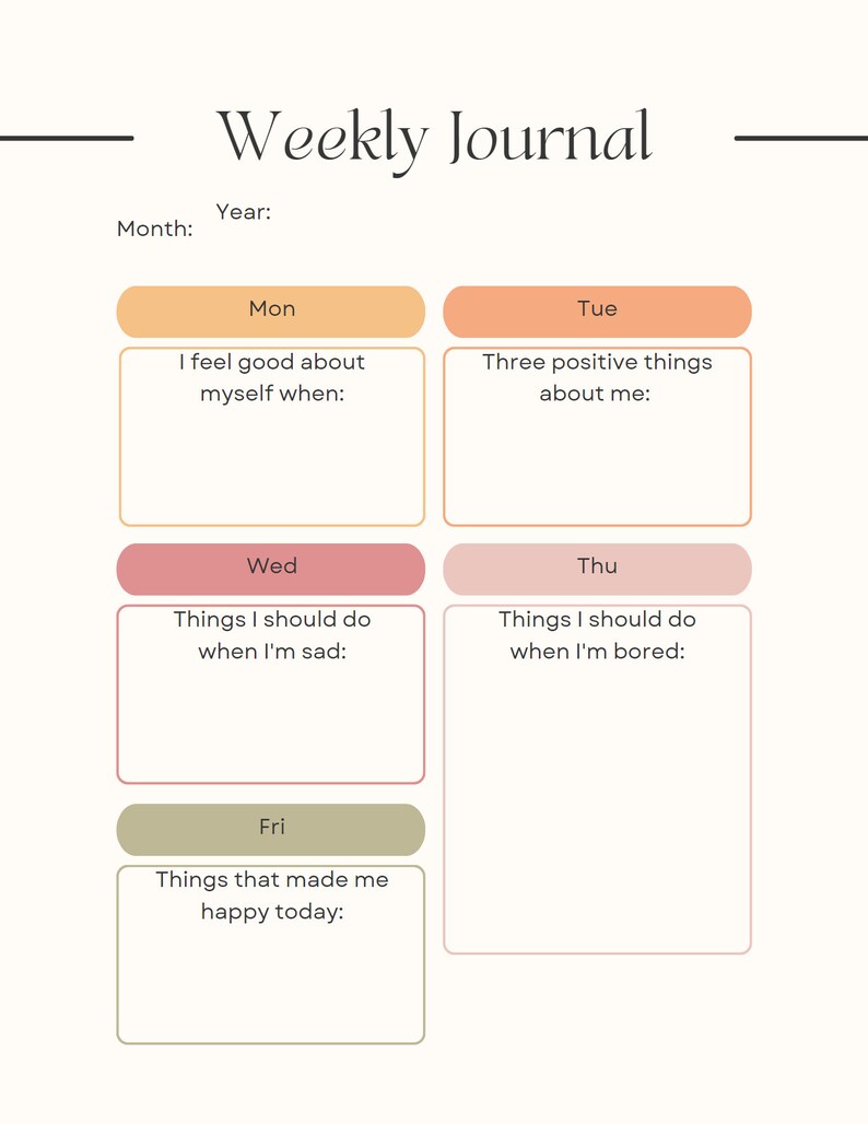 Weekly Planner Printable | Self Care | Self Love | Mindfulness ...