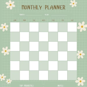 Sage Green Monthly and Daily Daisy Planner + Self Care Goal Setting - Etsy