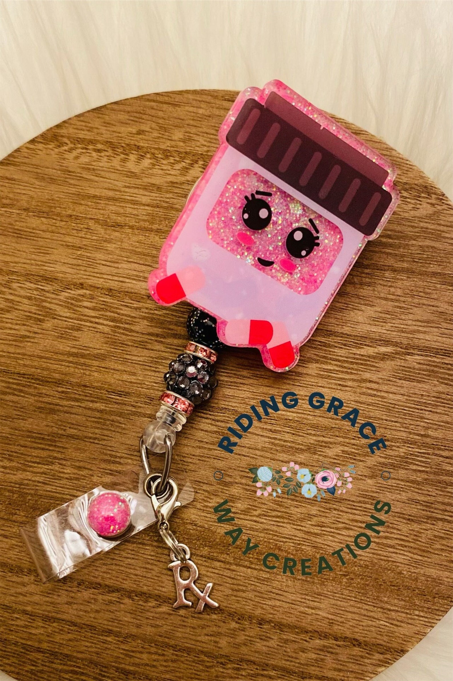 Cute Pink Glitter Pharmacy Badge Reel, Nurse Badge Reel, Nurse Badge ...