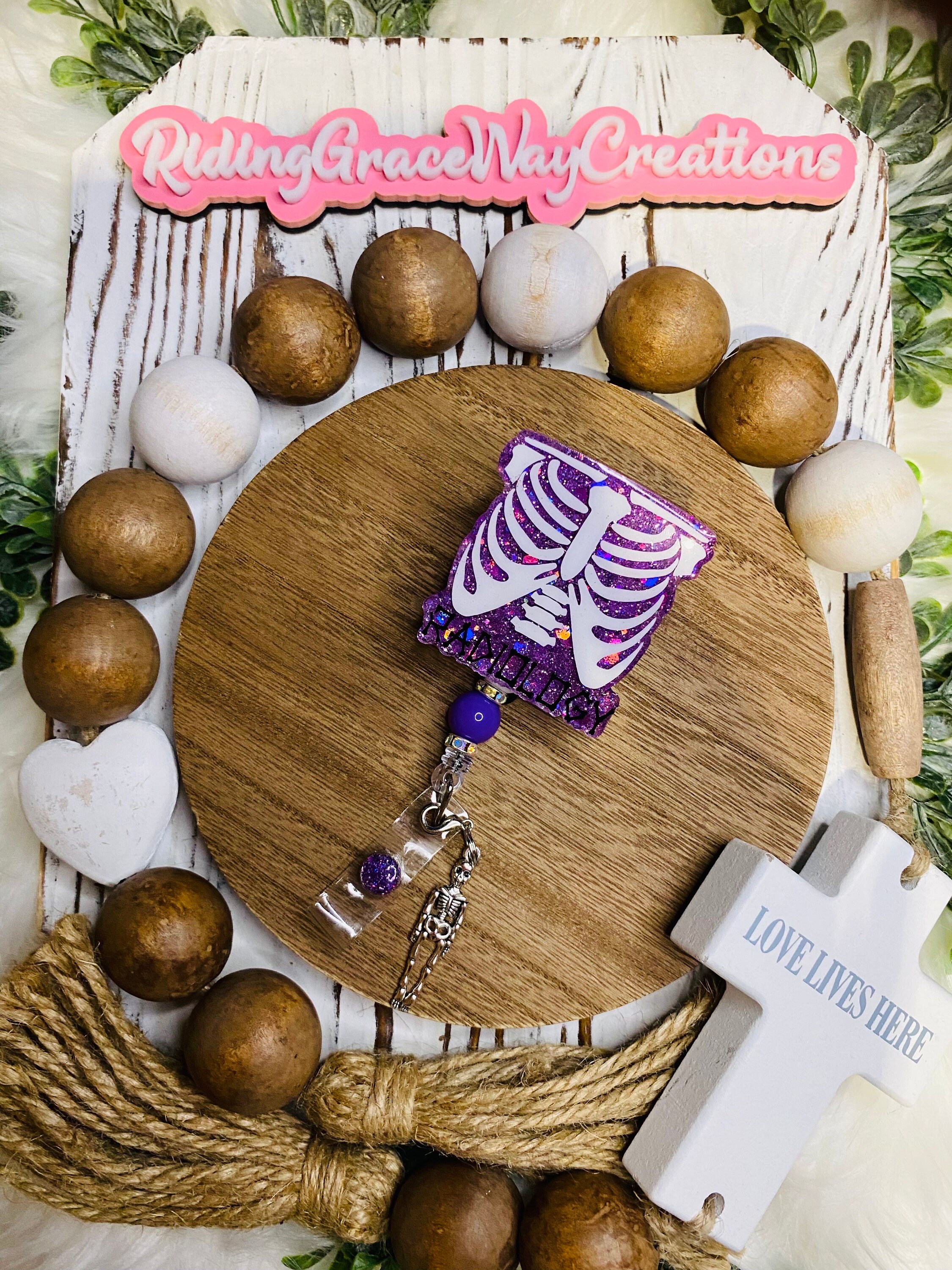 Cute Purple Glitter Radiology Badge Reel, Medical Badge Reel ...