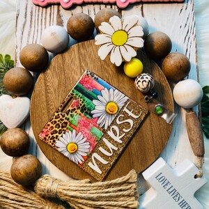 Nurse Daisy Leopard Badge Buddy Set, Nurse Glitter Daisy Badge Buddy ...