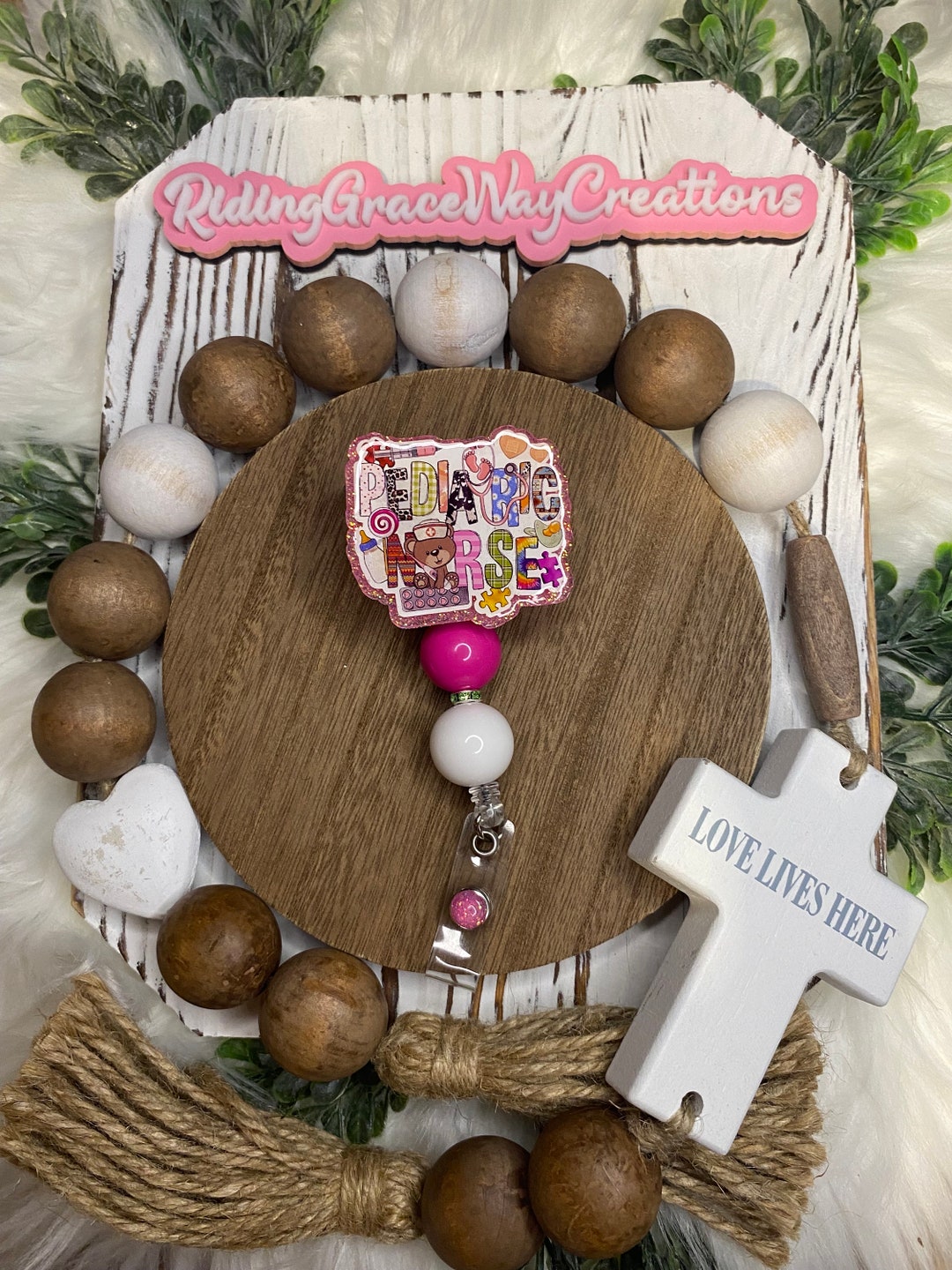 Cute Pink Glitter Pediatric Nurse Badge Reel, Peds Nurse Badge Reel ...