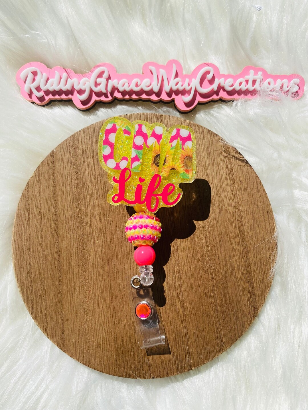 Cute Glitter Sunflower CMA Life Badge Reel Gift for Her - Etsy