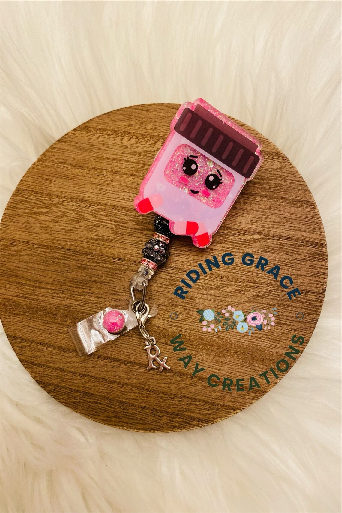 Cute Pink Glitter Pharmacy Badge Reel, Nurse Badge Reel, Nurse Badge ...