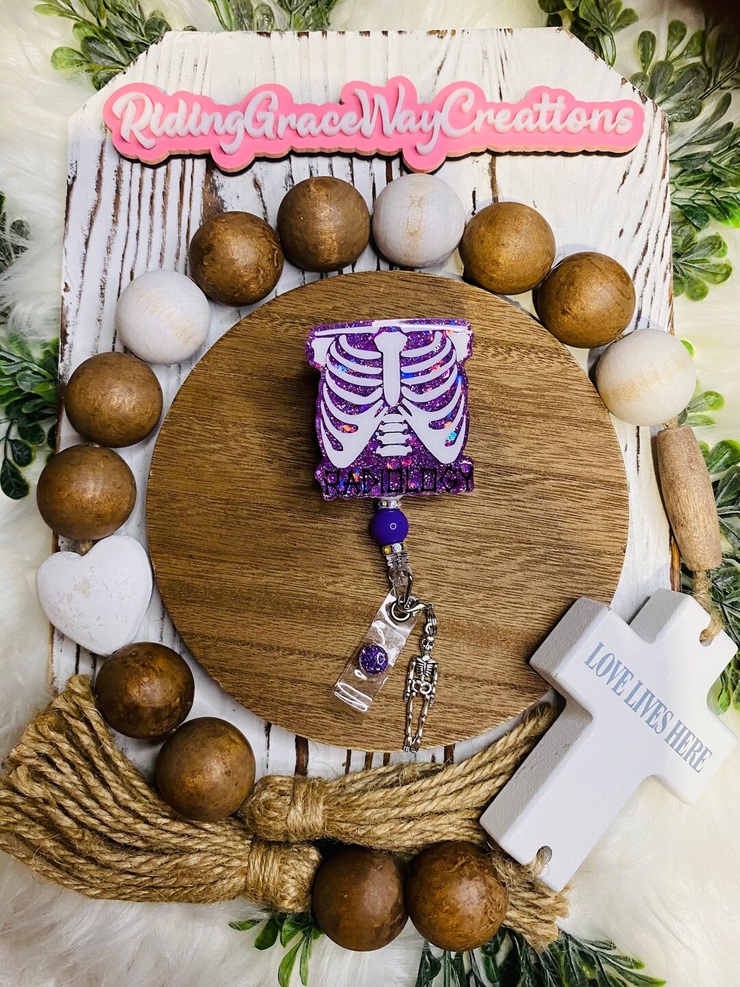 Cute Purple Glitter Radiology Badge Reel, Medical Badge Reel ...