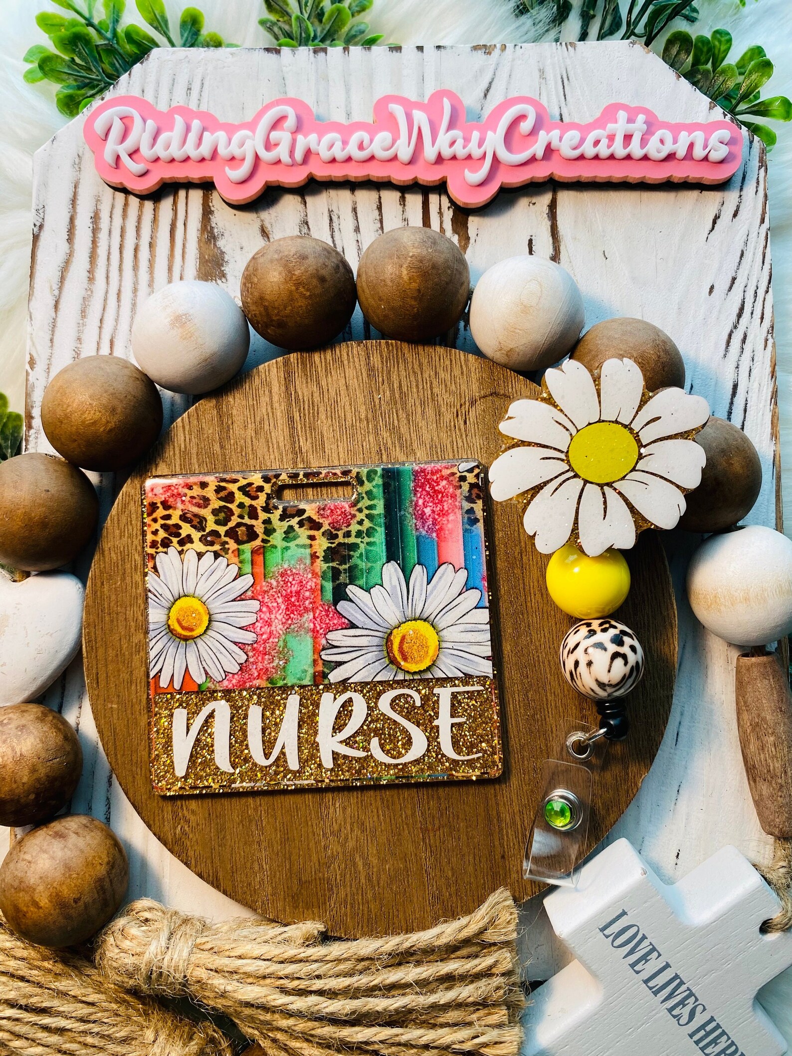 Nurse Daisy Leopard Badge Buddy Set, Nurse Glitter Daisy Badge Buddy ...