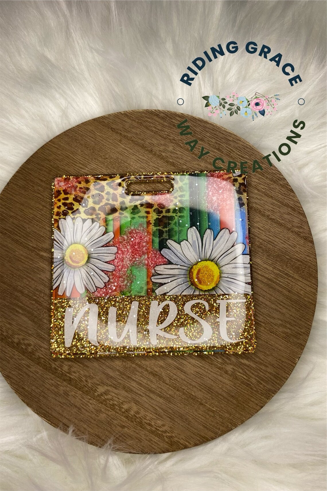 Nurse Daisy Leopard Badge Buddy Set, Nurse Glitter Daisy Badge Buddy ...