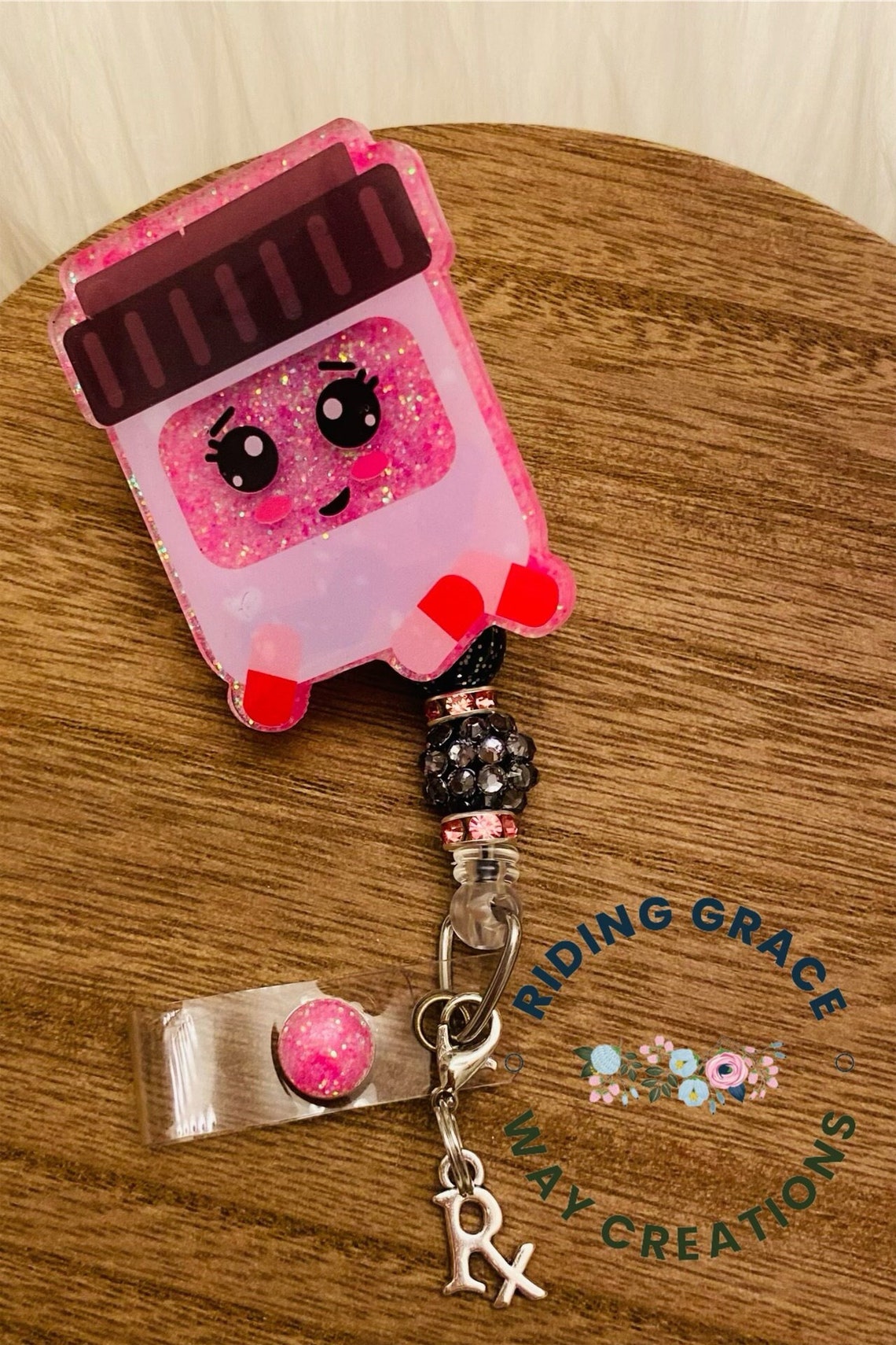 Cute Pink Glitter Pharmacy Badge Reel, Nurse Badge Reel, Nurse Badge ...