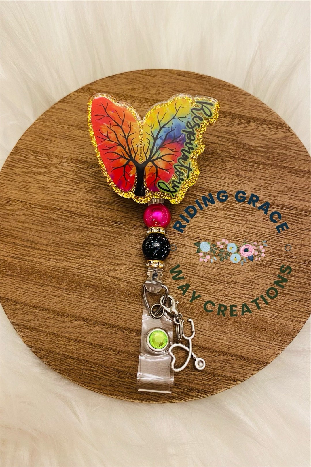 Cute Glitter Respiratory Therapy Badge Reel, Lung Badge Reel, Pulmonary ...