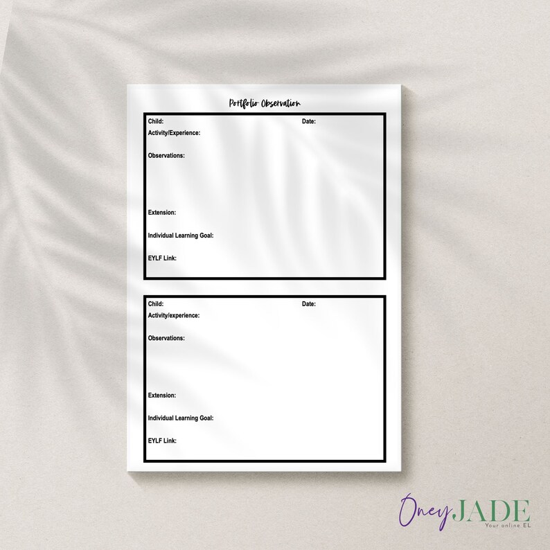 EYLF Portfolio Observation Sheets - Etsy