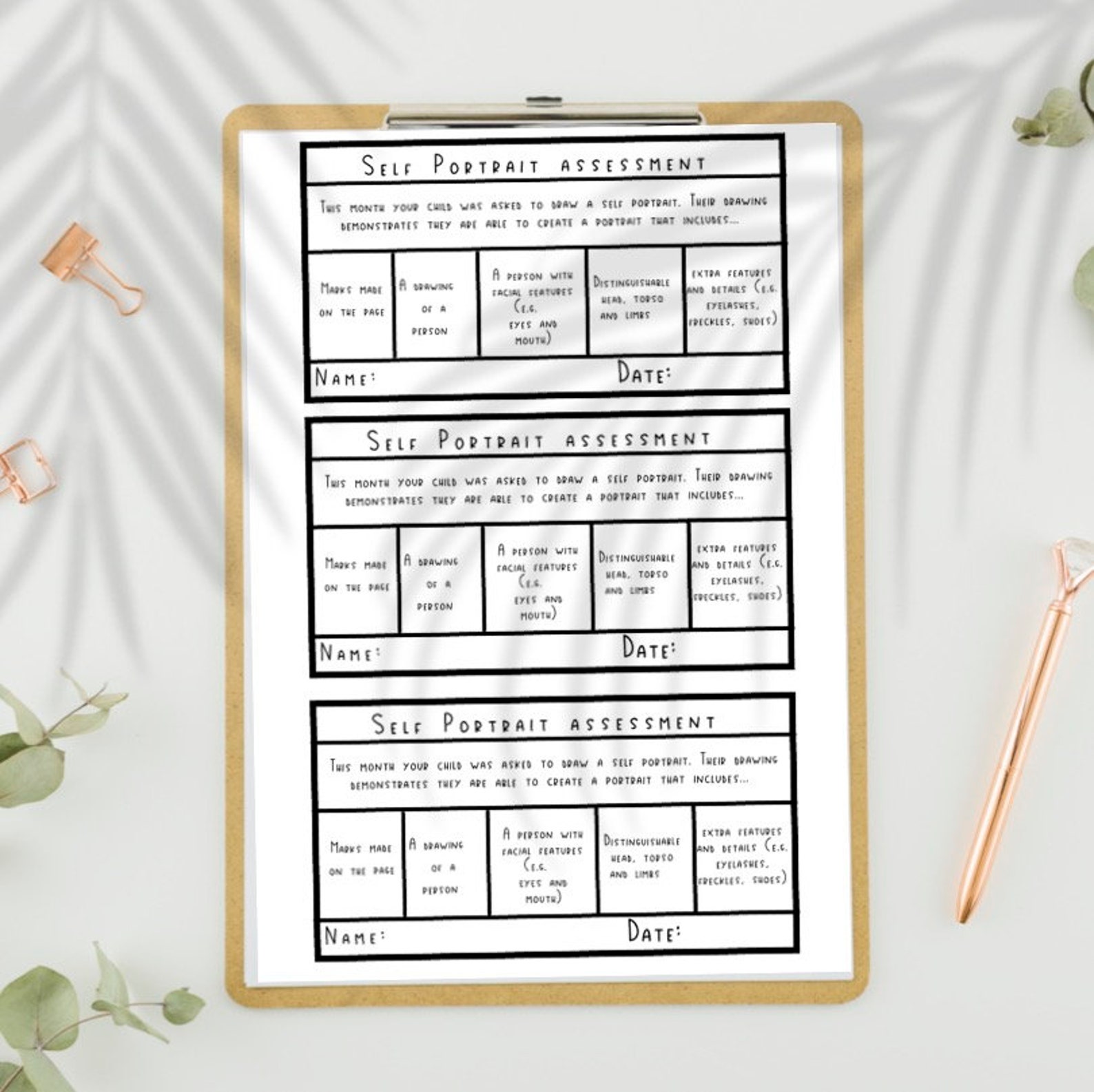 EYLF Self Portrait Assessment - Etsy