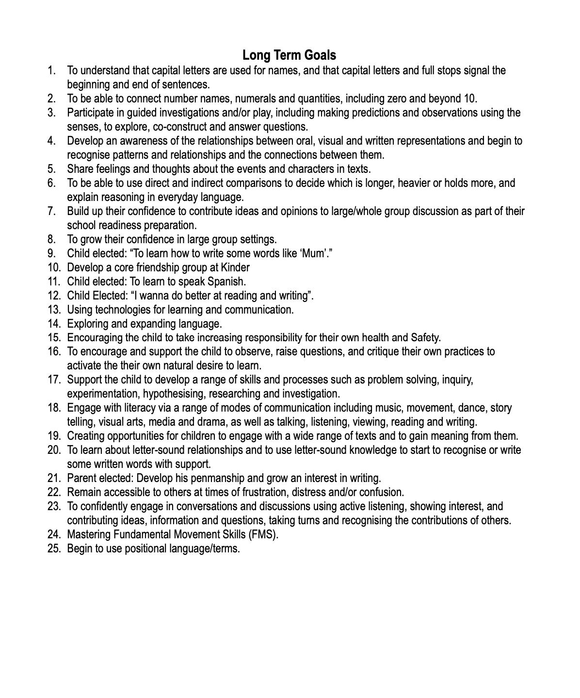 EYLF Individual Learning Goals | 100+ Goals With Teaching Strategies ...