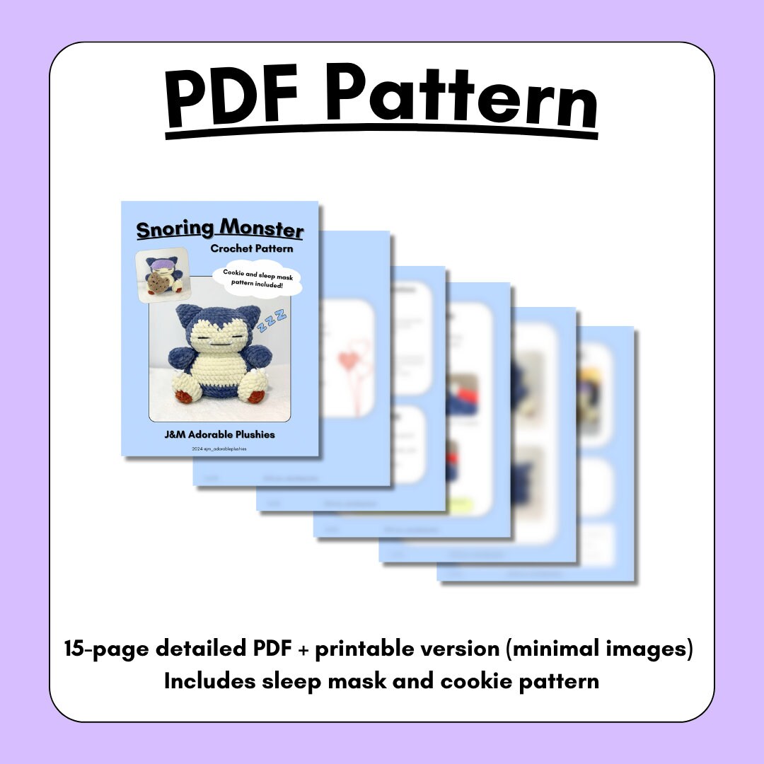 Snoring Monster PDF CROCHET PATTERN, Amigurumi, Adorable, Sleep Mask ...