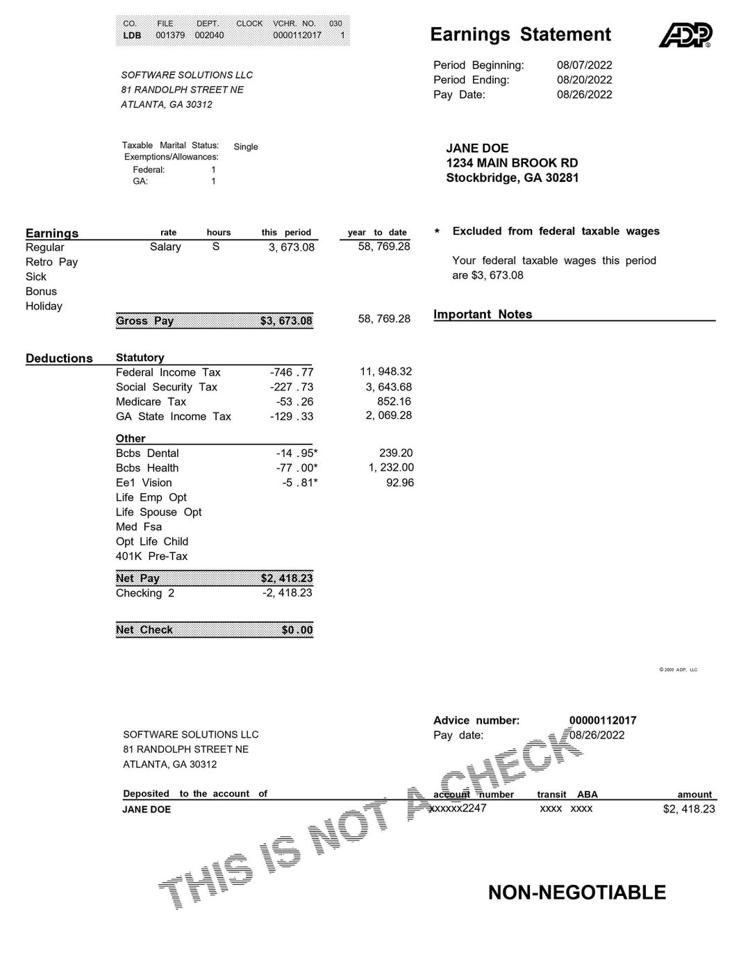 ADP Checkstubs Editable/ Custom - Etsy