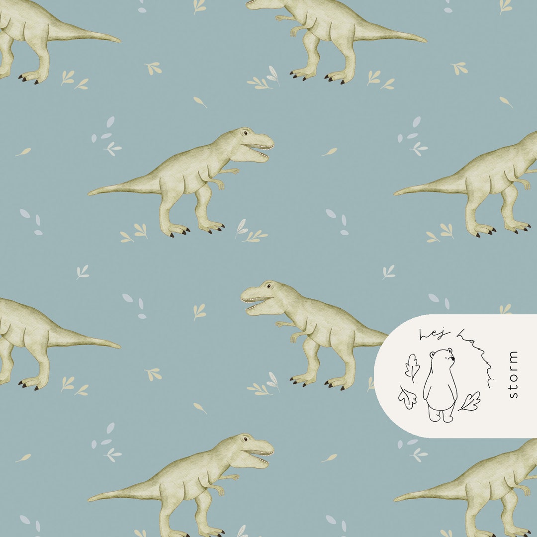 Exclusive Digital Fabric Design T-rex Storm Seamless Pattern Children's ...