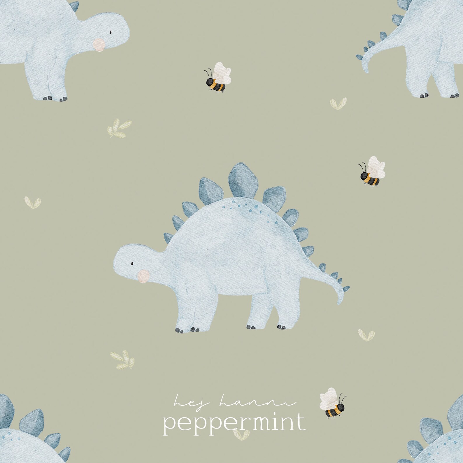 Digital Fabric Design Dinosaur Stegosaurus White Seamless Pattern ...