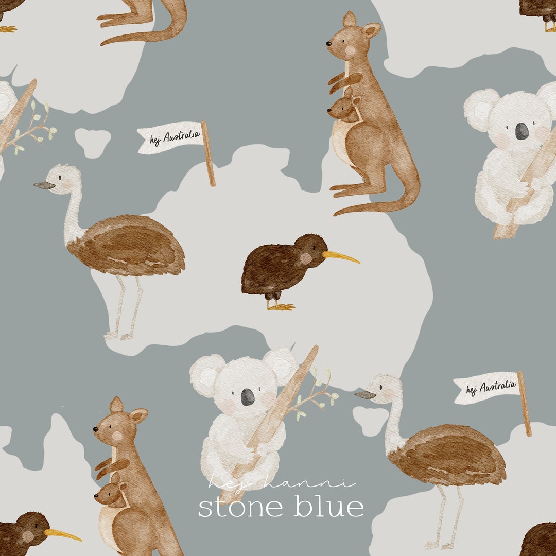 Digital Fabric Design Australia Map Stone Seamless Pattern Children's ...