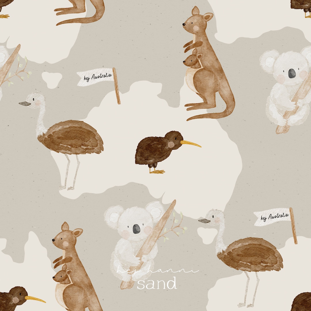 Digital Fabric Design Australia Map Sand Seamless Pattern Children's ...