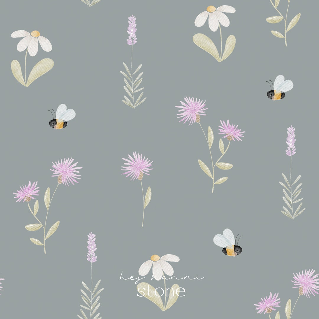 Digital Fabric Design Flower Meadow Stone Seamless Pattern Children's ...