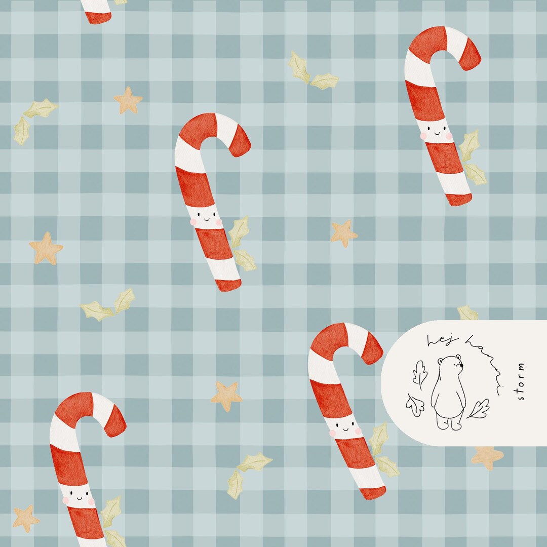 Exclusive Digital Fabric Design Christmas Candy Cane Storm Seamless ...