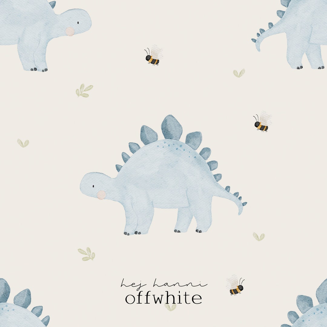 Digital Fabric Design Dinosaur Stegosaurus Offwhite Seamless Pattern ...