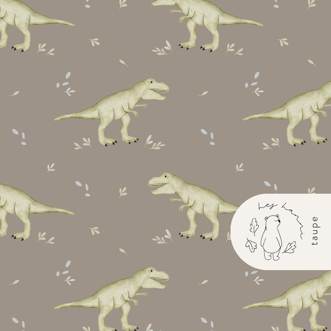 Exclusive Digital Fabric Design T-rex Taupe Seamless Pattern Children's ...