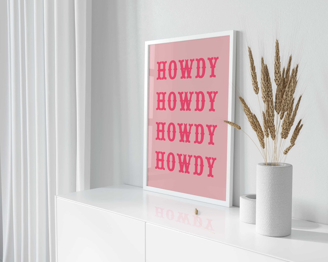 Trendy Western Wall Art Set of 3 Pink Cowboy Hat Poster - Etsy