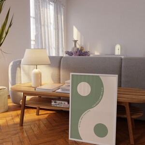Sage Green Yin Yang Poster, It's All About Balance Print, Pastel Yin ...
