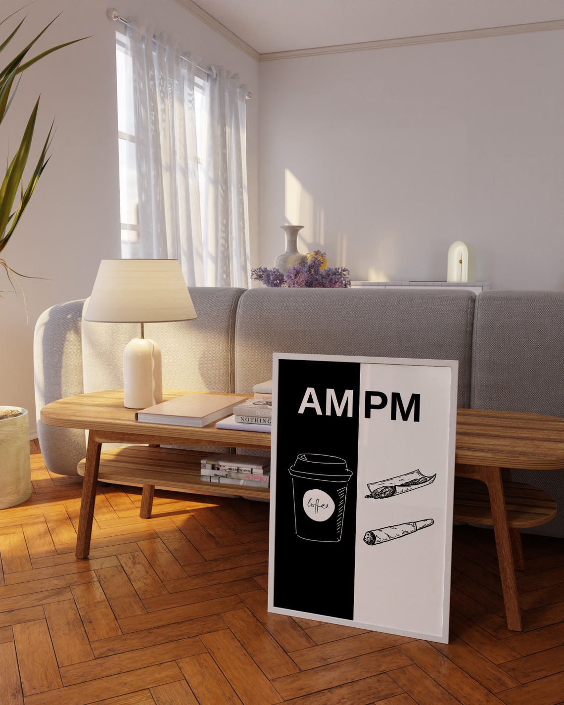 AM PM Poster Cannabis Print Marihuanna Wall Art Coffee - Etsy