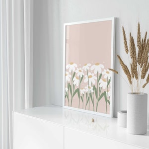 Pastel Pink Gallery Wall Art Set of 3, Daisy Print, Daisies Poster ...