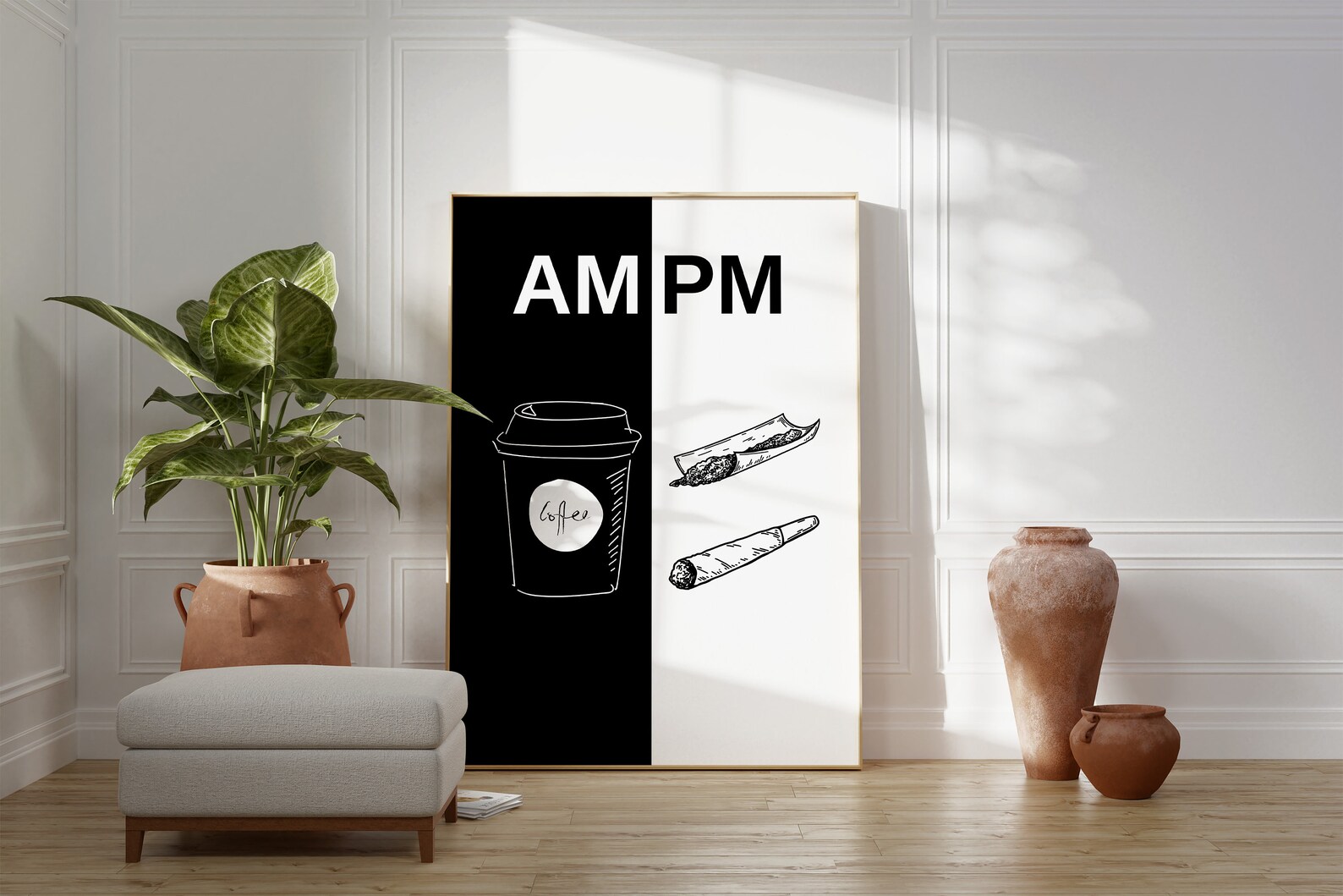 AM PM Poster Cannabis Print Marihuanna Wall Art Coffee - Etsy