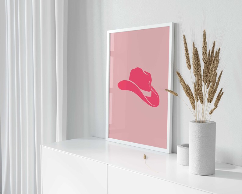 Trendy Western Wall Art Set of 3 Pink Cowboy Hat Poster - Etsy