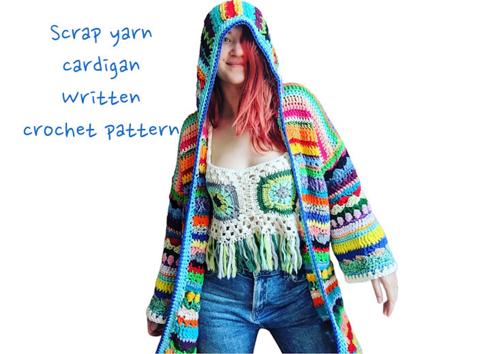 Scrap Yarn Cardigan (coat of Many Colors) Written PDF PATTERN - Etsy ...