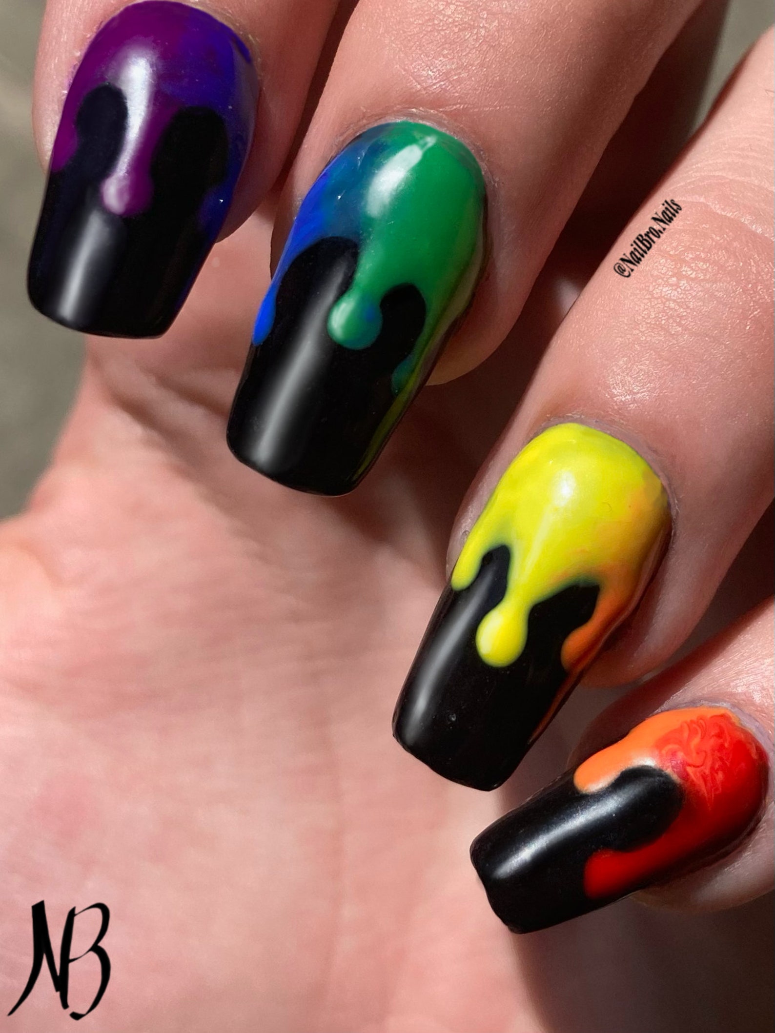 Rainbow Pride Drip Nails - Etsy