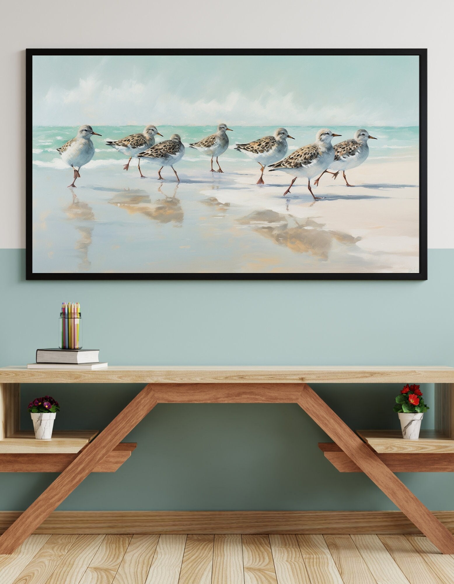 Samsung Frame Tv Art Collection, Amazing Beach Scene Art, Sandpiper Art ...