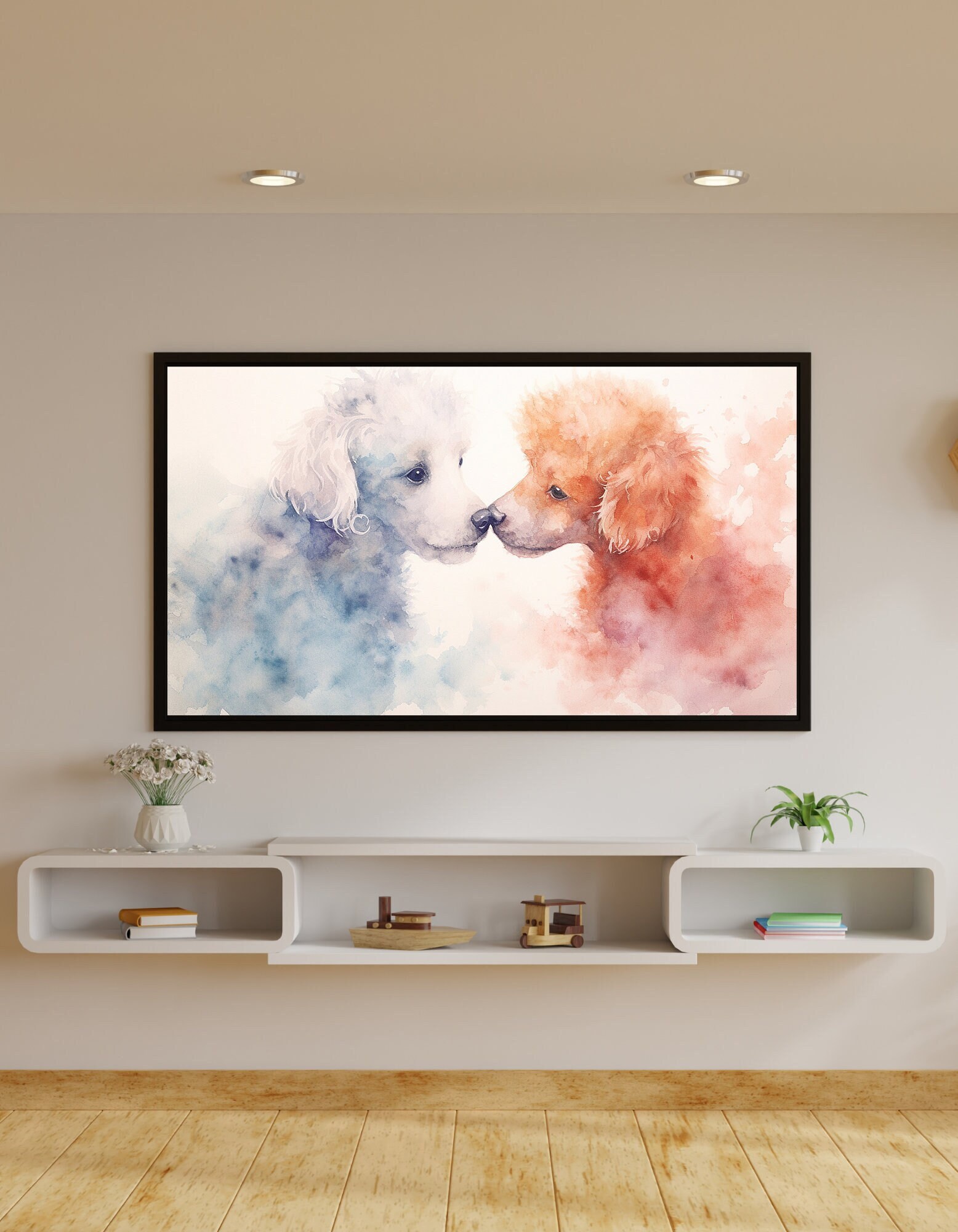 Watercolor Loving Poodles Art Collection - Samsung Tv Frame, Digital ...