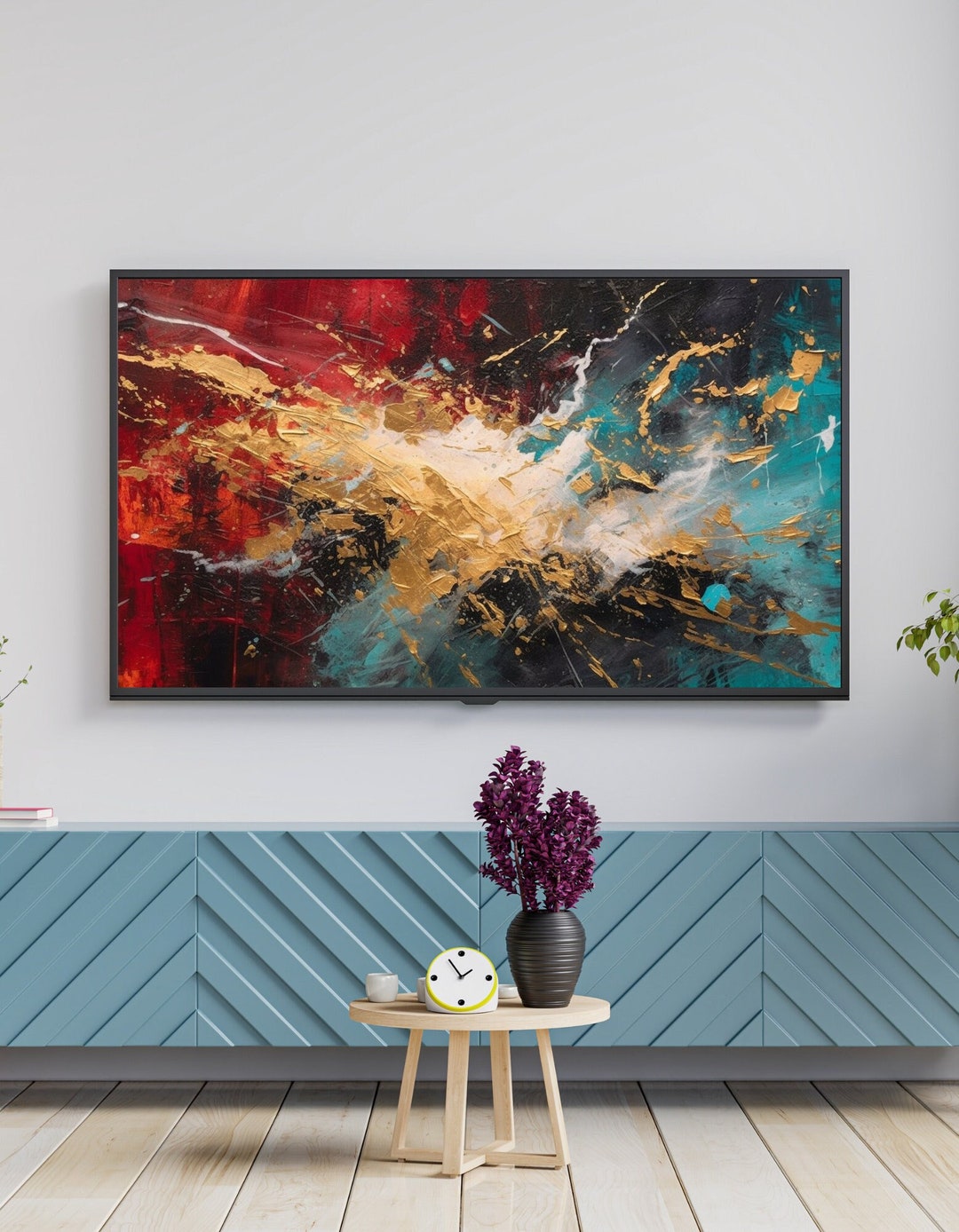 Art for Frame TV, Abstract Art, Thunderstorm Painting, Digital Download ...