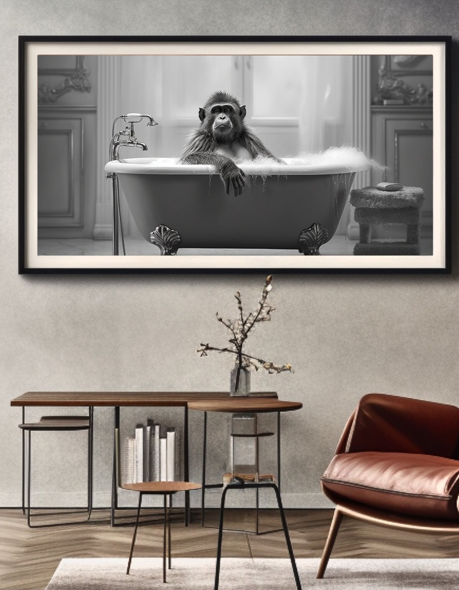 Samsung Frame TV Art, Monkey in the Bath, Surrealism, Instant Download ...