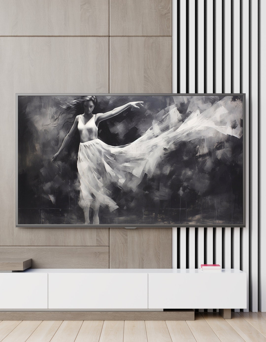 Samsung Frame TV Art Collection, Beautiful Dancer Grayscale Painting ...